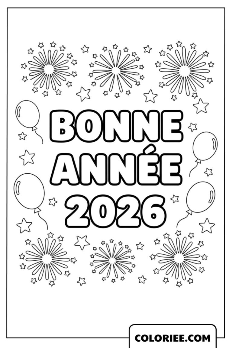 17 coloriages Bonne Année à télécharger gratuitement en PDF