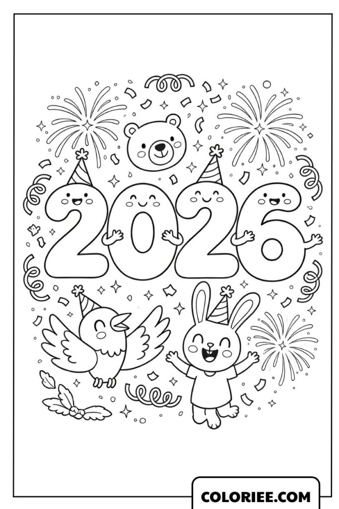 17 coloriages Bonne Année à télécharger gratuitement en PDF