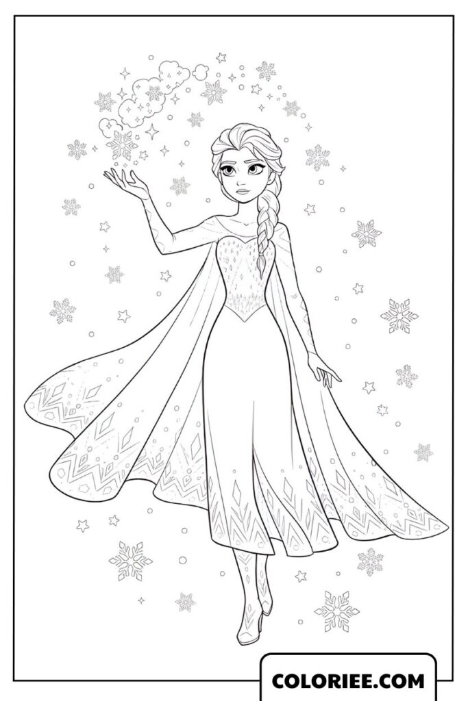 Coloriage Elsa téléchargement gratuit du PDF