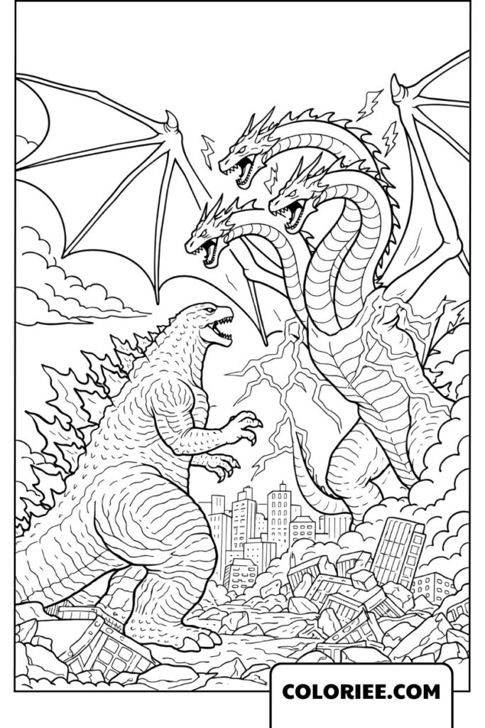 16 coloriages Godzilla à télécharger gratuitement en PDF