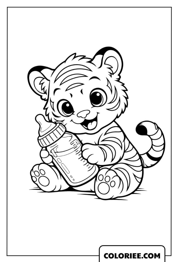 10+ Coloriage Tigre Bébé Mignon à Imprimer